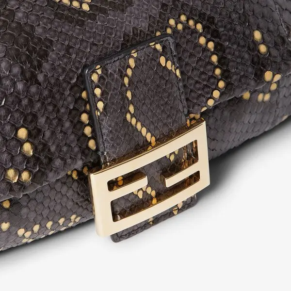Fendi Baguette® Soft Medium Hand-painted Black Python Bag